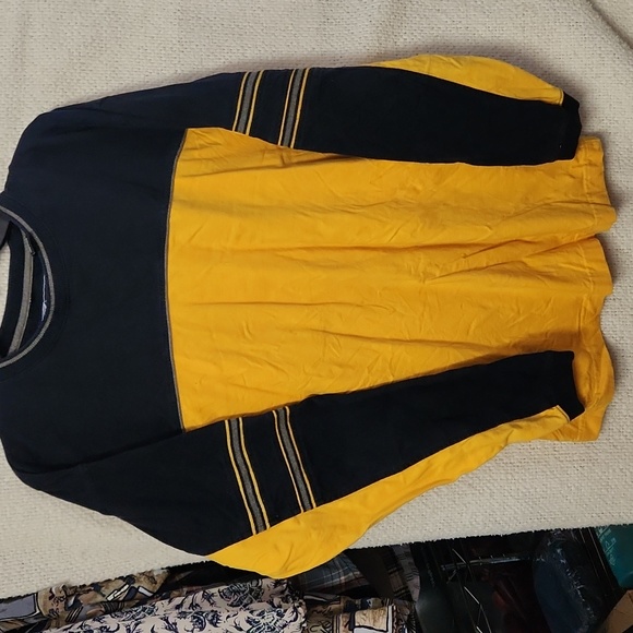 Point Zero | Shirts | Point Zero Shirt 0cotton Gold W Navy Raglan Long ...